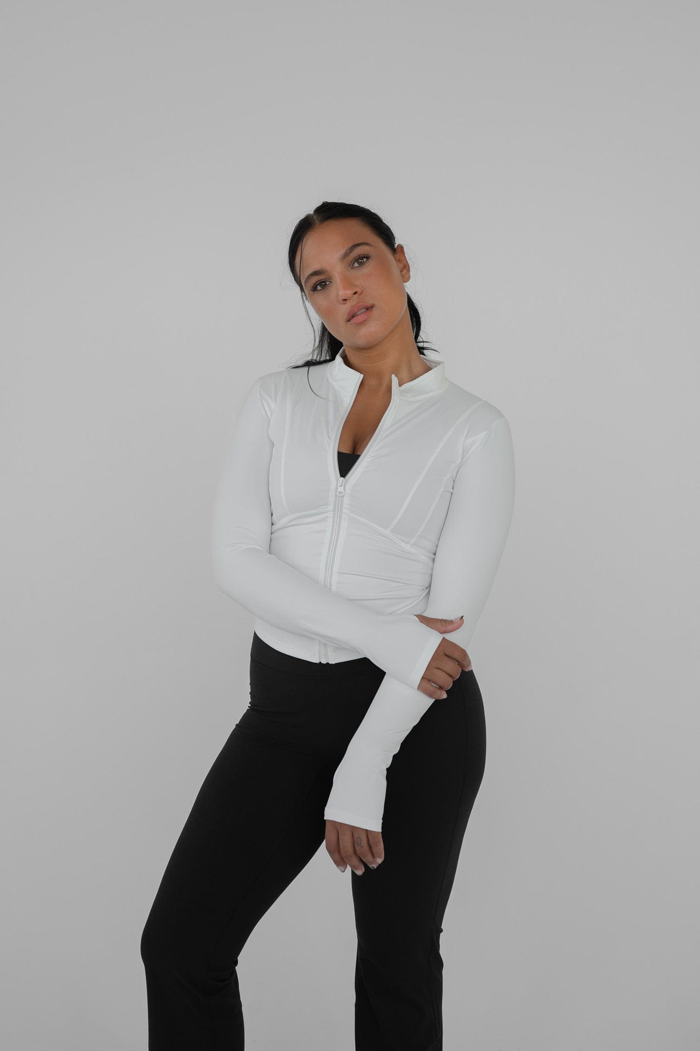 Hyper Zip Blouse - White | Exercere